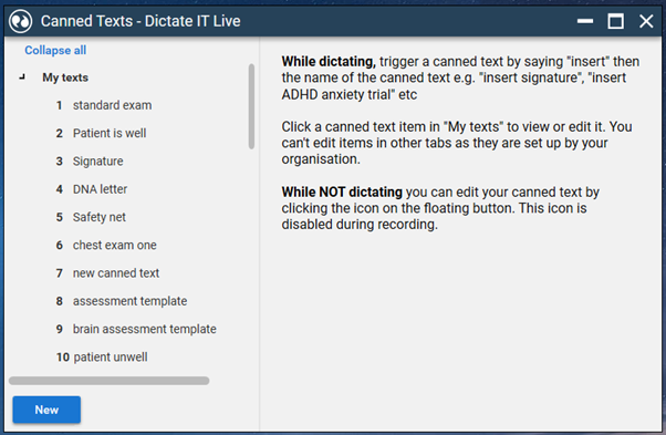 Canned Text | Dictate-IT